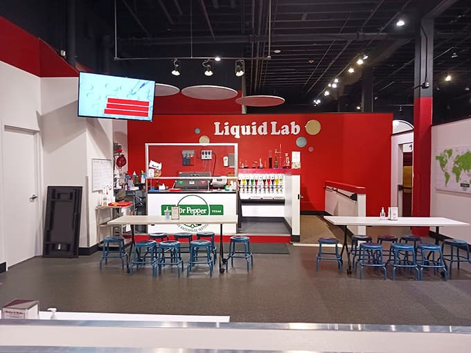 The Liquid Lab lets visitors play mad scientist, mixing flavors and discovering why creating the perfect soda is harder than it looks.