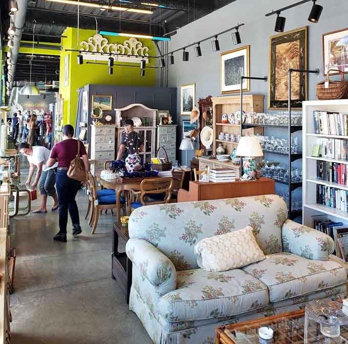 Shoppers browse furniture vignettes like they're touring model homes, except everything here comes home with you today.