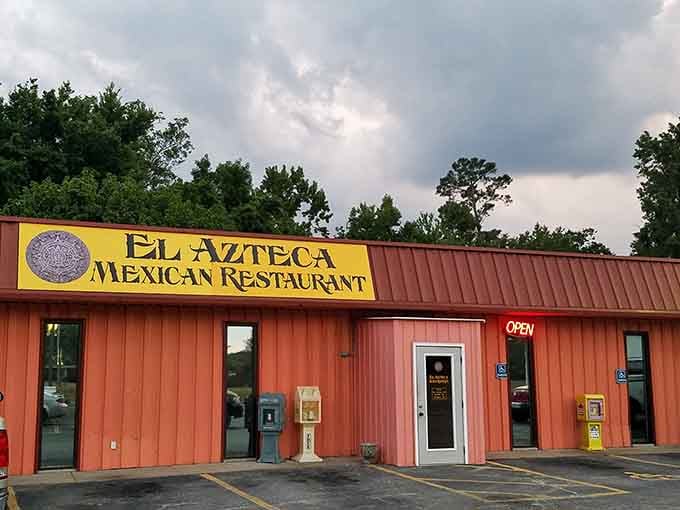 El Azteca serves Mexican food in a building that doesn't try to look like a hacienda, just honest and welcoming.