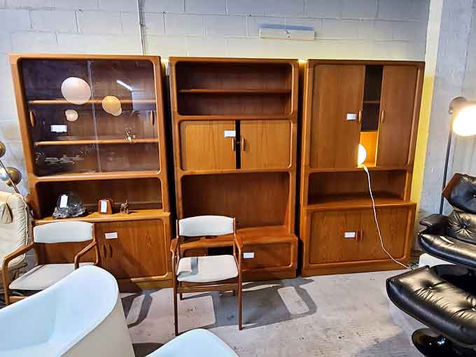 Mid-century furniture displays that make you want to redecorate your entire house in teak and clean Scandinavian lines immediately.