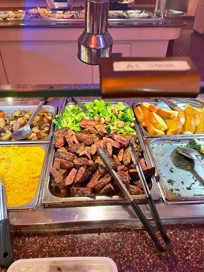 Sliced steak at the buffet means someone upstairs really does love you and wants you to be happy.