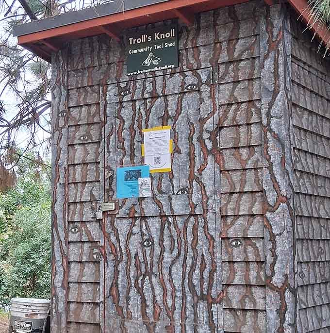 Even trolls need tools, apparently, and this charming shed keeps the community garden running smoothly year-round.