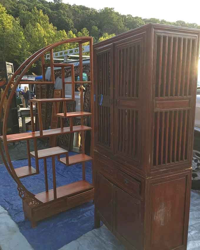 Furniture with personality! This curved display shelf and cabinet combo screams "I'm not from IKEA, and I have the craftsmanship to prove it."