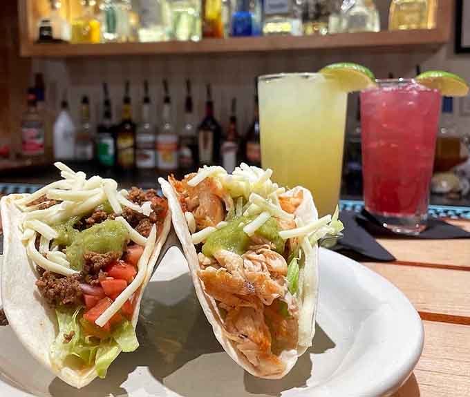 Tacos paired with colorful cocktails because George's knows lunch and dinner deserve the same love as their famous breakfast.