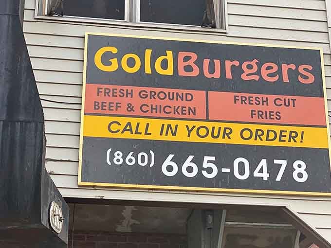 "Fresh ground beef and chicken, fresh cut fries"&mdash;when a sign needs to tell you to call in your order, that's a good problem.