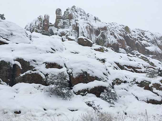 Winter transforms the Dells into a frosted wonderland that looks almost too pretty to be real.