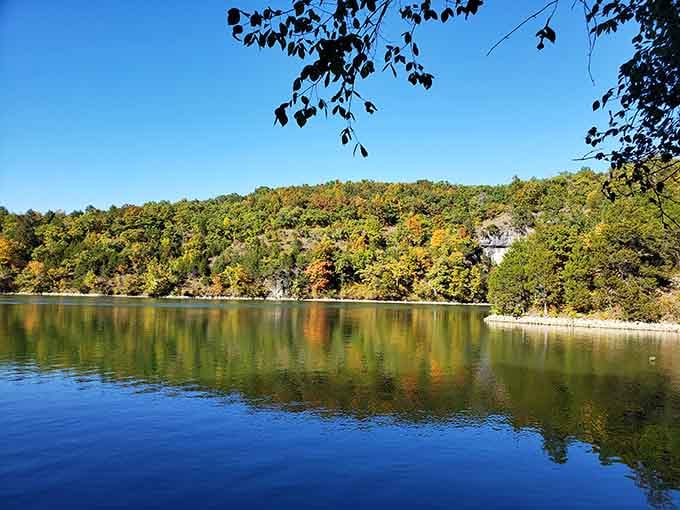 Lake reflections create mirror images so perfect they'll make you question which way is up.