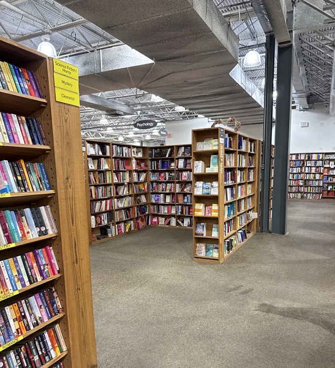 Psychology and self-help sections offer wisdom and guidance at prices that won't require therapy to afford afterward.