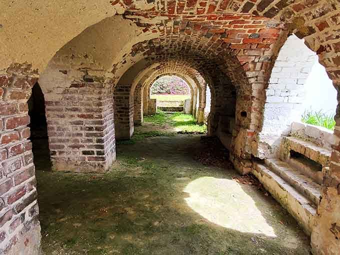 These brick arches in the basement showcase craftsmanship that would make modern contractors weep with envy and confusion.
