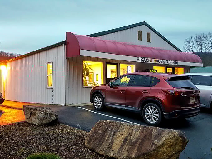 Hibachi House glows invitingly at dusk, promising Asian flavors in the heart of Appalachia. Culinary globetrotting without leaving Tennessee.