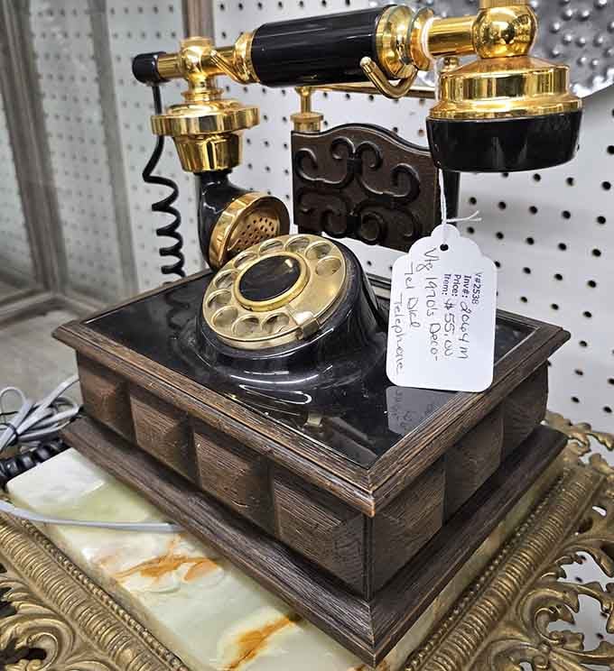 This rotary phone is a conversation piece that actually started conversations, back when calling someone required actual finger workout commitment.