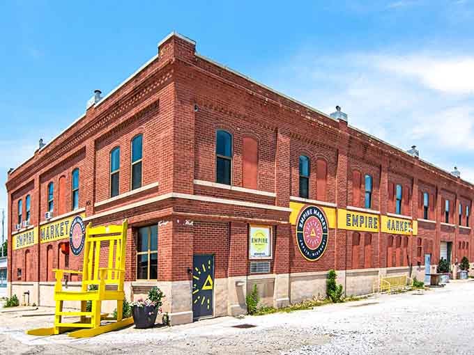 Empire Market's vibrant yellow accents aren't compensating&mdash;they're celebrating! This brick beauty houses local vendors without the farmers market markup.