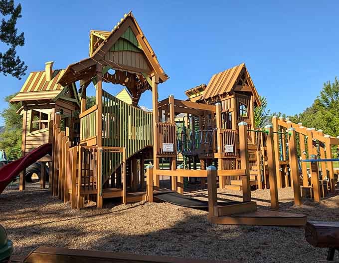 Joseph City Park's playground gives kids something to do while parents contemplate those peaks looming overhead like friendly giants.