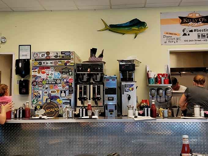 Sticker-covered refrigerators and industrial coffee makers tell stories of thousands of mornings made better with good food.