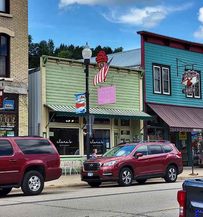 Clara's Eatery sits pretty on Main Street, ready to feed hungry visitors who've worked up appetites exploring this charming town.