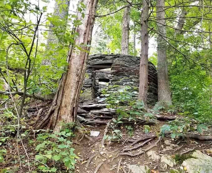 Stone ruins scattered through the forest whisper stories of estates past, adding character to your hiking adventure.