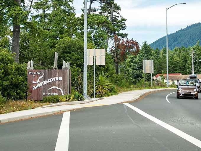 Welcome to Manzanita, where the sign promises beach life and the town absolutely delivers on that coastal contract.