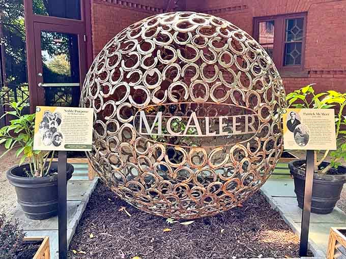 The McAleer memorial sphere celebrates the family's Irish heritage with artistic flair that would make any sculptor proud of their work.