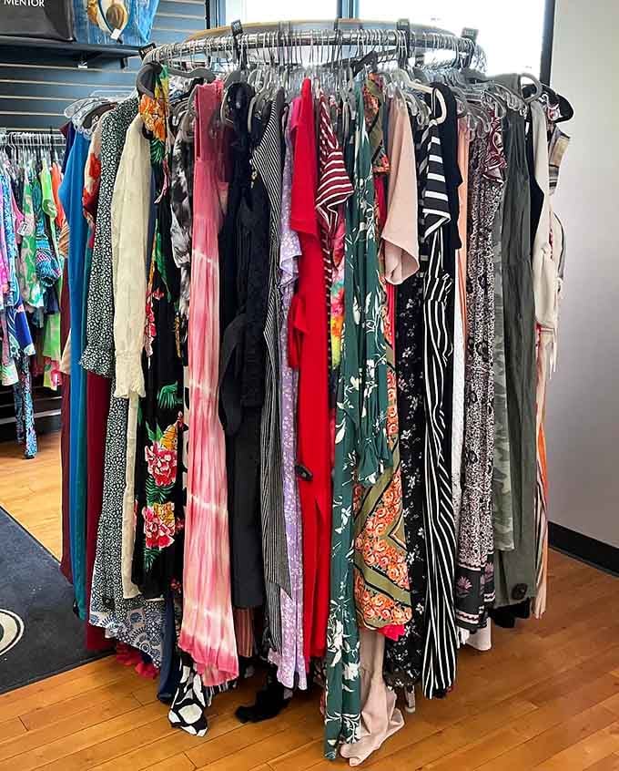 The circular rack of possibilities&mdash;where every hanger holds someone's "where did you get that?" moment waiting to happen.