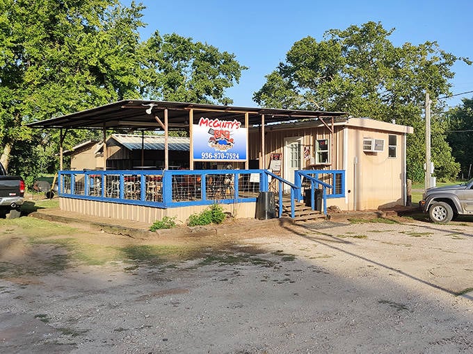 McGinty's Seafood might look unassuming, but those blue railings lead to some of the freshest catches this side of the Gulf&mdash;proof that culinary gems often hide in plain sight.