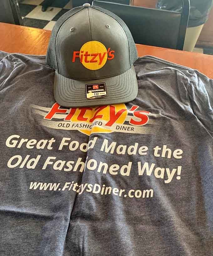 Fitzy's merch lets you take home the experience (minus the omelet). Their motto says it all &ndash; great food made the old-fashioned way.