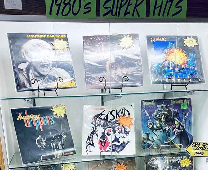 Vinyl records from the 1980s, when hair was big and synthesizers ruled the airwaves completely.