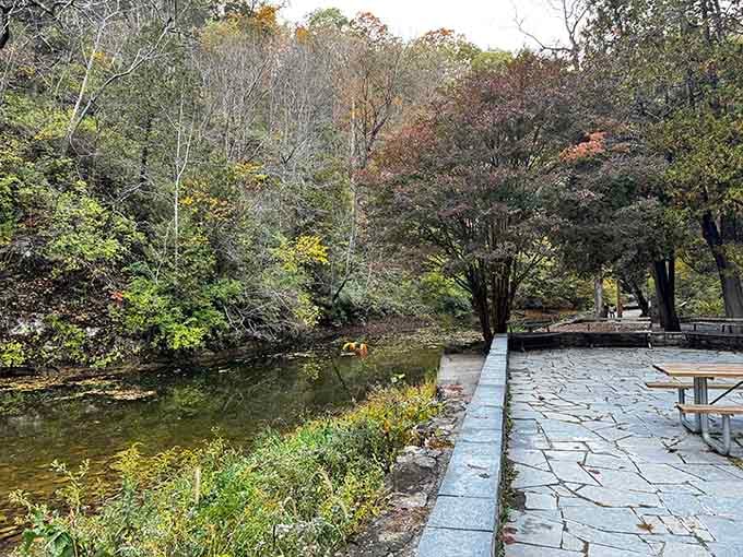 Stone pathways and autumn colors create the kind of scenery that makes your camera work overtime all day.