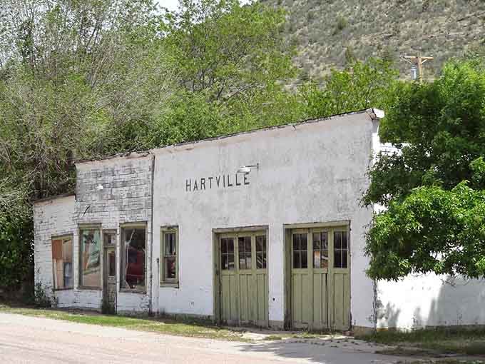 Faded paint and weathered doors tell stories of bygone businesses, where generations of Hartville residents once gathered for goods and gossip.