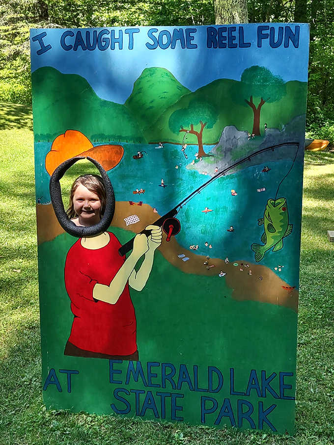 The ultimate vacation photo op&mdash;because nothing says "I caught some reel fun" like sticking your face through a painted cutout.