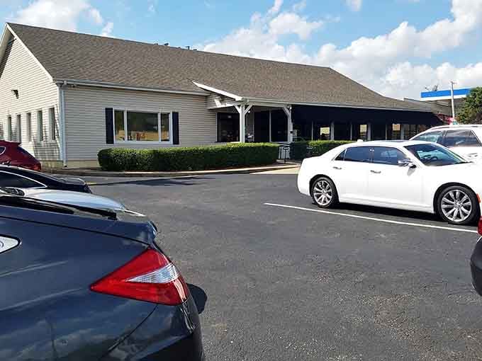 A packed parking lot&mdash;the universal sign language for "The food inside is worth whatever wait you might encounter."
