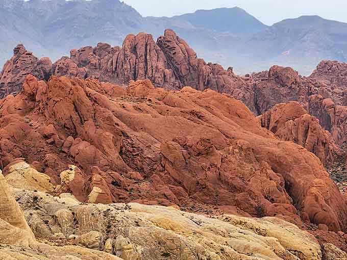 The volcanic rock formations display nature's artistic side in shades of red and gold that change throughout the day.