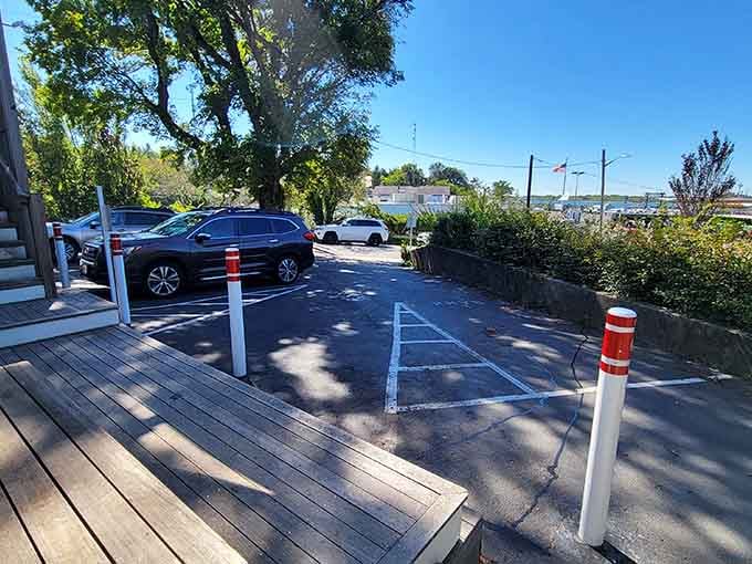 Even the parking area has that Cape Cod charm, with water views that make waiting for a spot worthwhile.