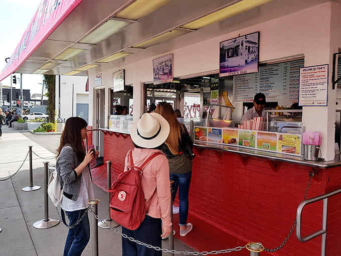 Customers line up with the patience of people who know exactly what they're waiting for and why.