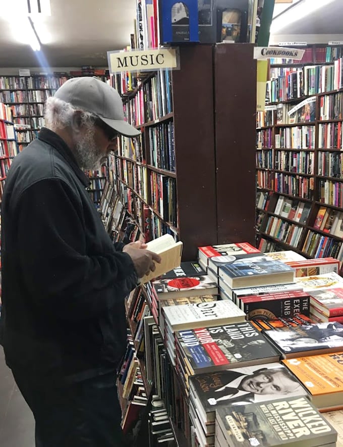 Music biographies and cookbooks sharing shelf space, because great art comes in many delicious forms.