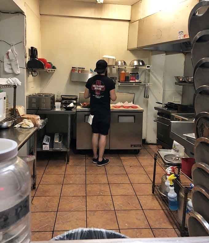 Where the magic happens: a no-frills kitchen churning out comfort food that hits every single spot perfectly.