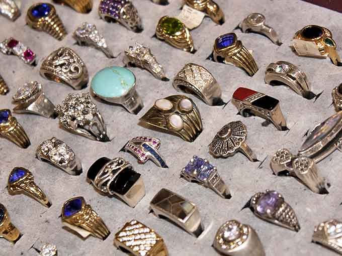 A treasure trove of rings that would make Liberace say, "Maybe tone it down a notch"&mdash;each one with character that mass-produced jewelry can only dream about.