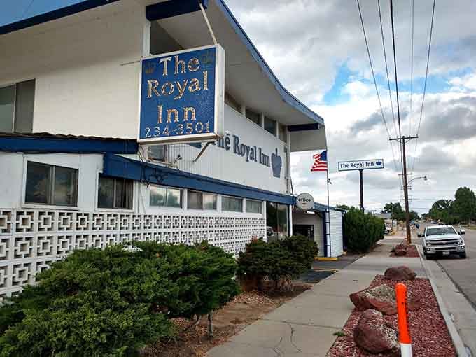 The Royal Inn's vintage sign harkens back to road trip Americana, when motels promised adventure and a good night's sleep.