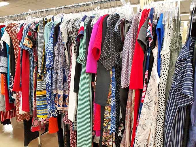 Colorful patterns and styles hang together, proving fashion's second act can be its best.