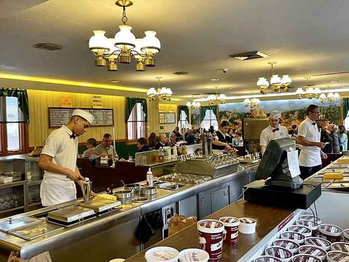 The counter where magic happens, with staff working efficiently while maintaining that personal touch that matters most.