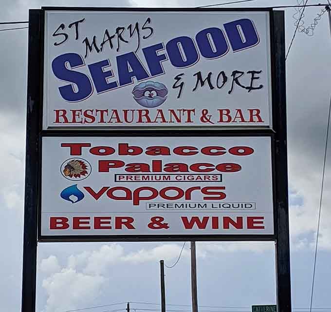 The roadside sign that's guided hungry travelers for years. Like a lighthouse for your appetite, beckoning you toward seafood salvation.