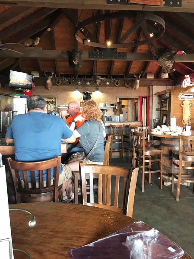 Locals enjoying their meal in a space that welcomes everyone from fishermen to families without pretension.