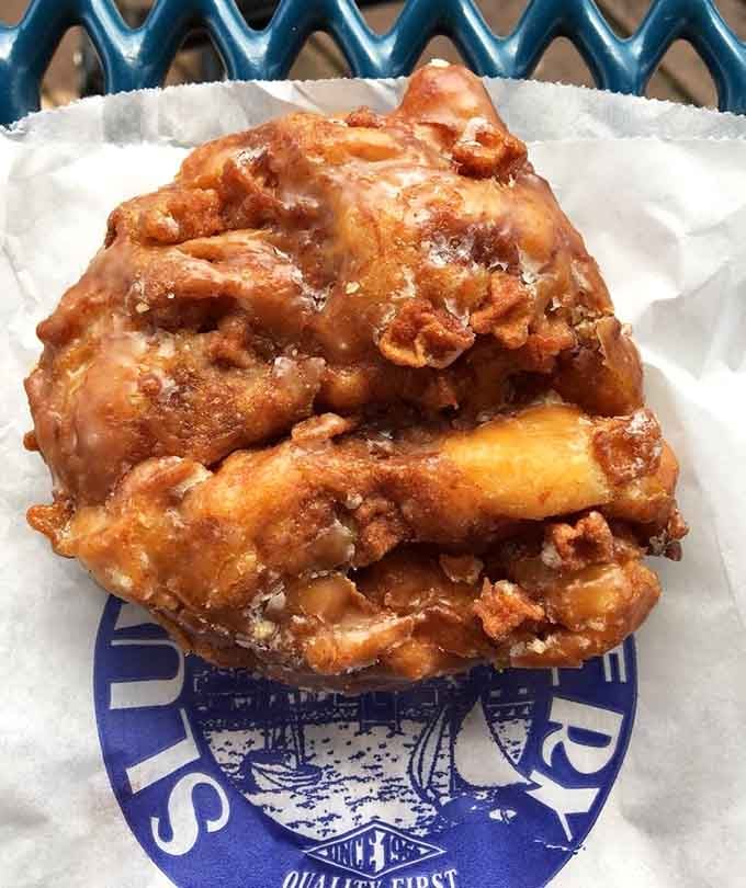 This apple fritter is gloriously messy, unapologetically sweet, and absolutely worth any sticky fingers you'll inevitably get.