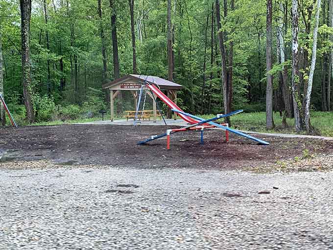 This simple playground at Veterans Memorial Park is where Spencer families create memories one swing at a time.