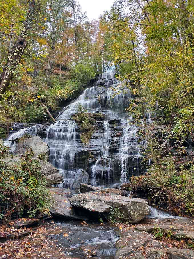 Issaqueena Falls cascades nearby, adding natural wonder to your historical adventure in the Blue Ridge foothills.