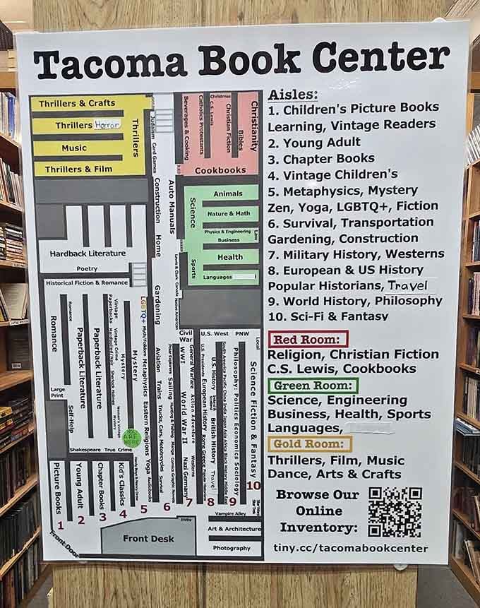 This detailed map proves you'll need a navigation system to explore every corner of this literary warehouse.