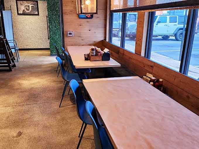 Clean tables and natural light streaming through windows make this the kind of spot where lingering feels perfectly acceptable.