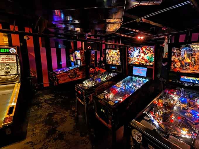 Classic pinball machines provide entertainment between rounds, because why should your thumbs rest when you're having fun?