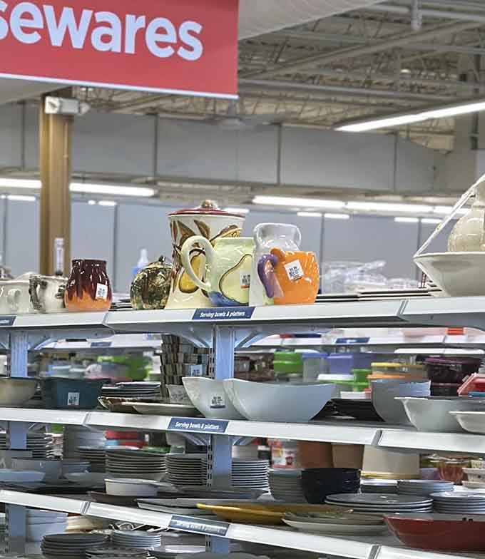 The housewares section gleams with possibilities, from quirky pitchers to everyday plates that deserve another chapter.