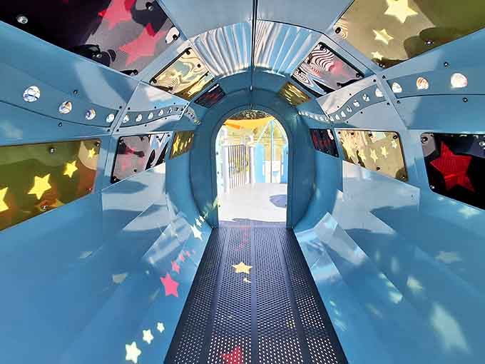 Inside this tunnel, stars and patterns create a kaleidoscope effect that's surprisingly mesmerizing for all ages.