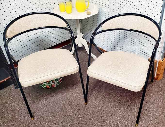 Mid-century folding chairs proving that practical furniture once had style, not just an Allen wrench assembly requirement.